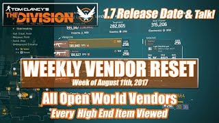 The Division Weekly Vendor Reset (August 11th, 2017) - All Open World Vendors