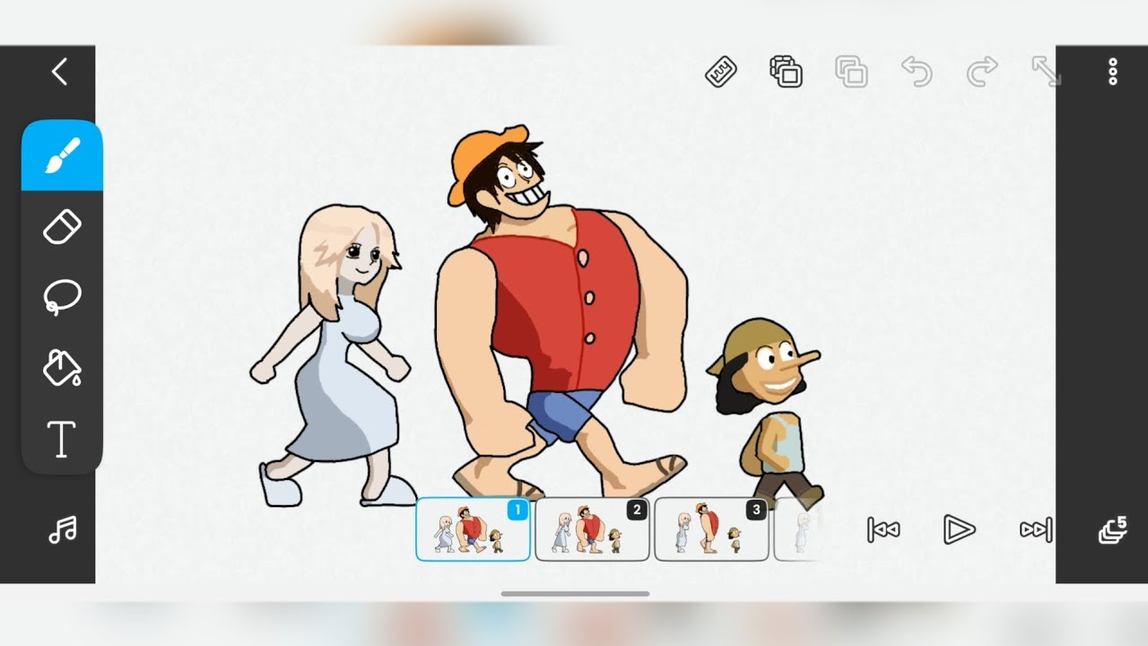 Flipaclip Time lapse - Luffy Dr Livesey Phonk Walk | Fan animation ...