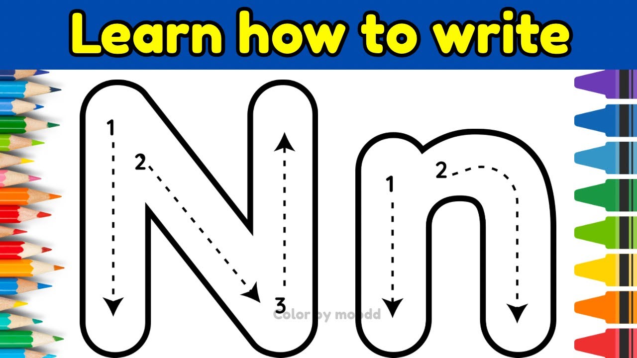 How to write letter Nn for kindergarten | Alphabet writing practice | N ...