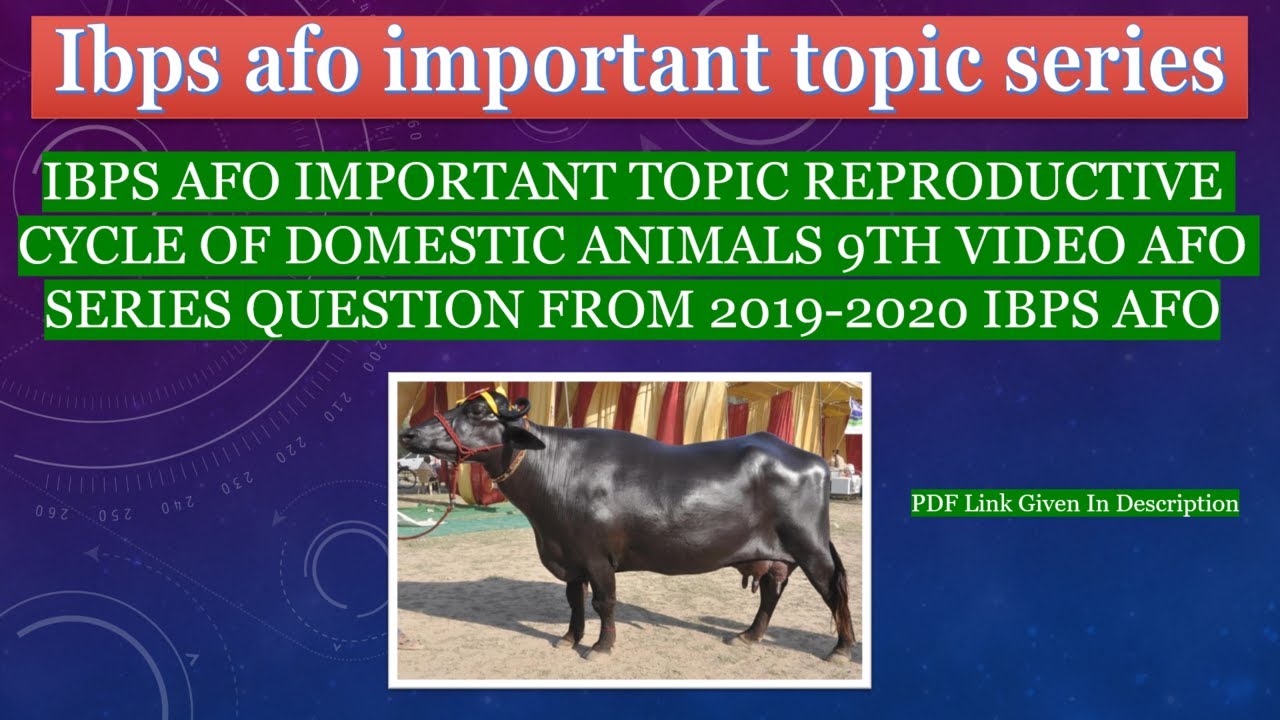 IBPS AFO Important Topic Reproductive Cycle of domestic animals 9th ...