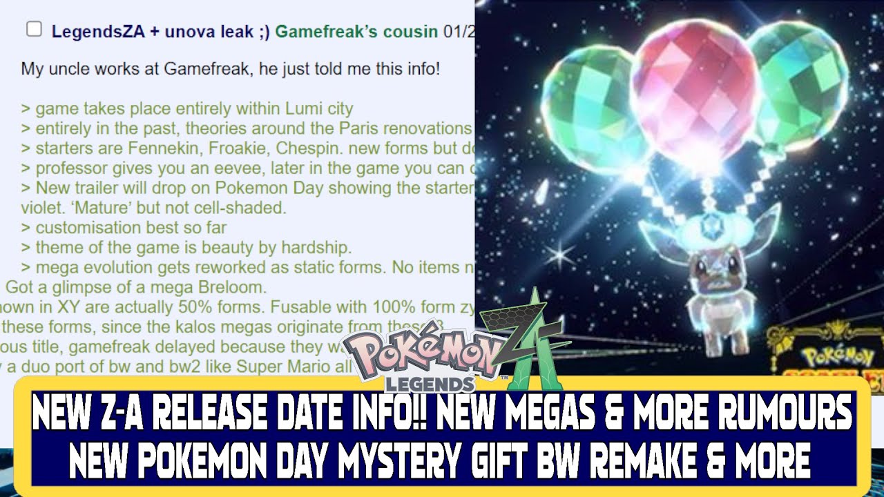 NEW Z-A RUMOUR!! STARTERS NEW CHARACTERS MEGAS NEW FORMS GEN 10 INFO ...