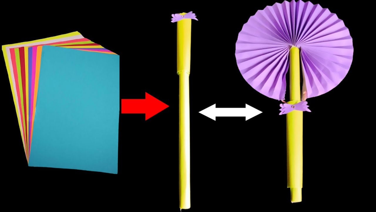 How to make a flower fan by paper|| DIY flower fan - YouTube