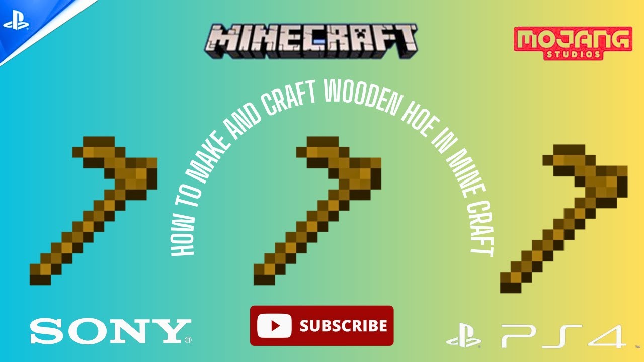How To Make And Craft Wooden Hoe In Mine Craft - YouTube