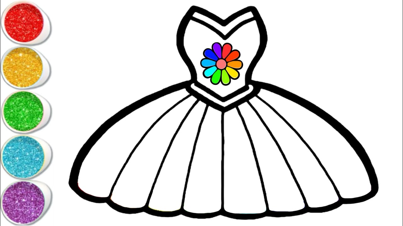 Cute Princess Rainbow Dress🌈👗Drawing Painting & Colouring | How To Draw ...