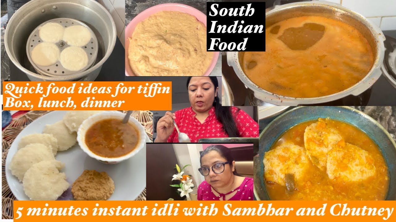 5 Minutes Instant Rawa Idli with Sambhar And Chutney ||Quick Tiffin ...