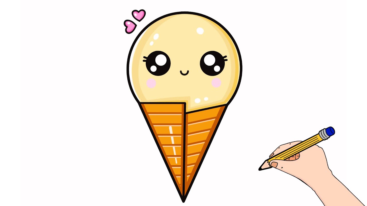 Learn To Draw a Cute Ice Cream Cone Easy | Draw a Cute ice cream Cone ...