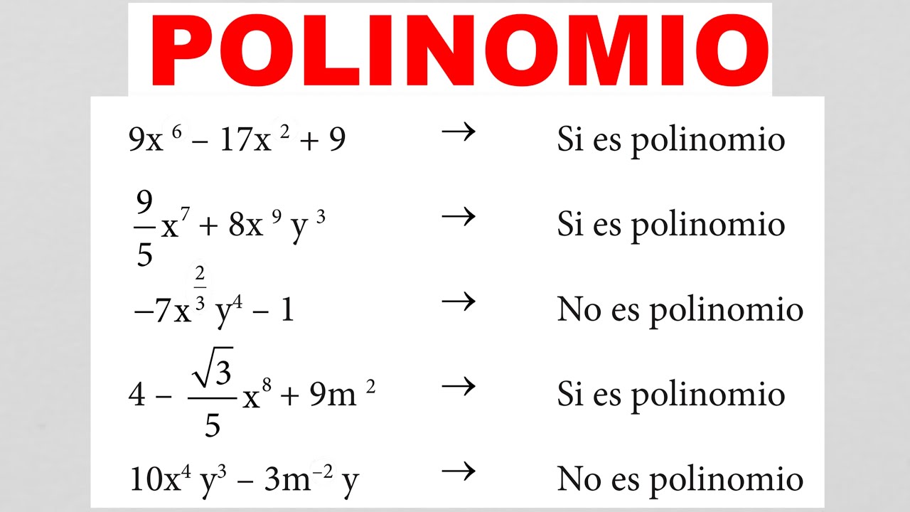 Que es un polinomio, diferencia con una expresion algebraica, primero ...