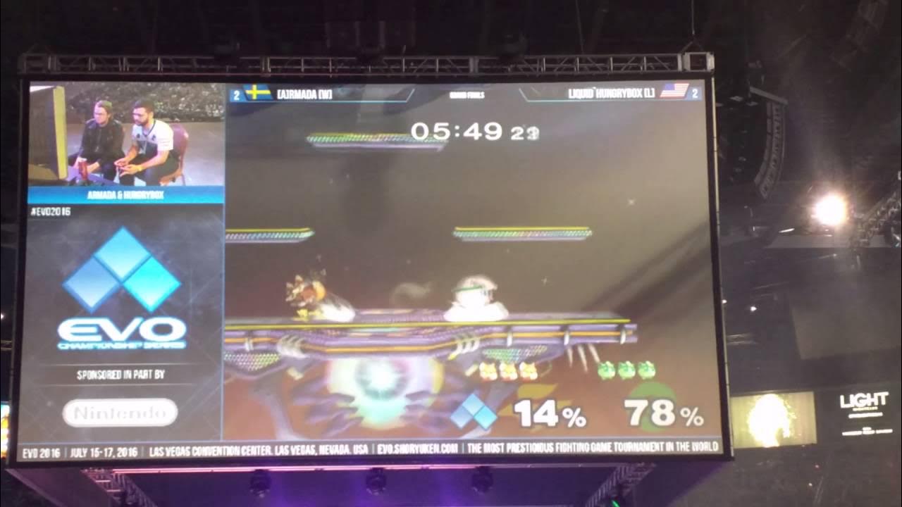 Evo 2016 - Armada vs. Hungrybox GF Set 1 final game (crowd video) - YouTube