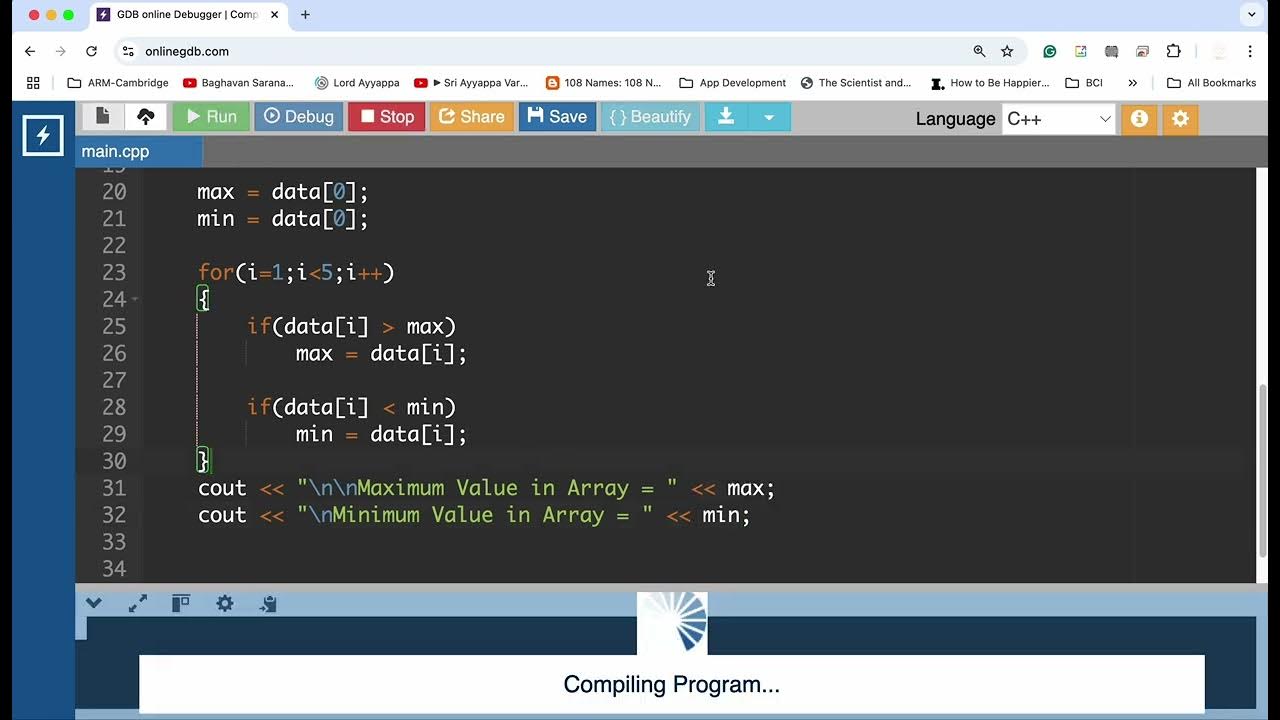 Arrays Findmaxmin Learn How To Find The Max And Min Values In An Array Youtube
