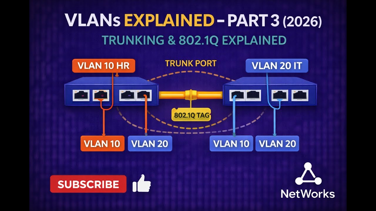 VLANs Explained – Part 3 (2026): Trunking & 802.1Q Explained - YouTube