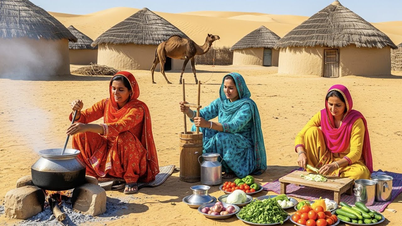 Desert Woman Village Life|Traditional Cooking|Ancient Culture|Morning ...
