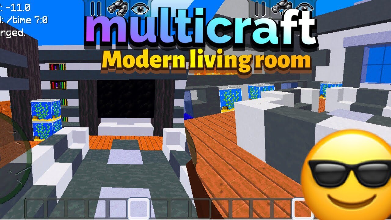 How to make a modern living room in MultiCraft[easy build hacks ...