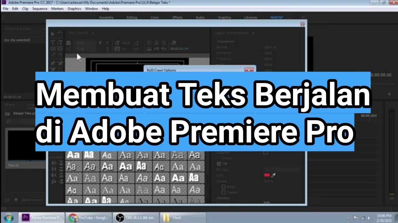 Cara Mudah Membuat Teks Berjalan di Adobe Premiere Pro | Tutorial Adobe ...