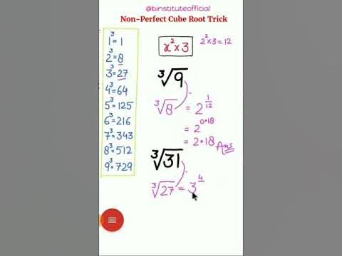 Maths Short Trick | Non-Perfect Cube Root Trick with in 5 sec | BISMILLAH INSTITUTE - YouTube