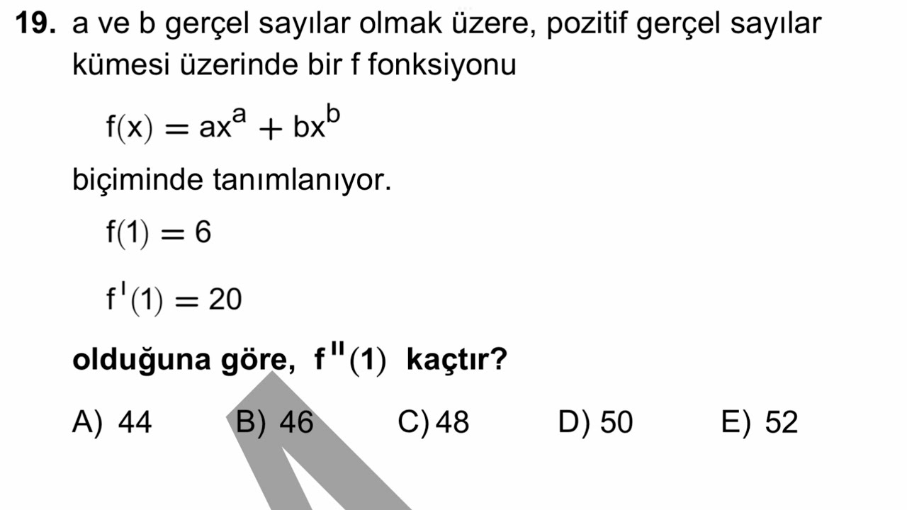 2021 Ayt Matematik 19 Soru Turev Sorusu Youtube