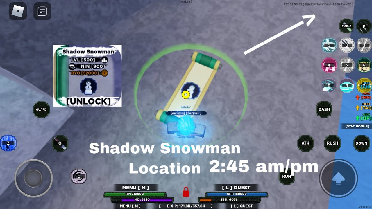 Shadow Snowman location (Shindo Life) 2:45 am/pm - YouTube