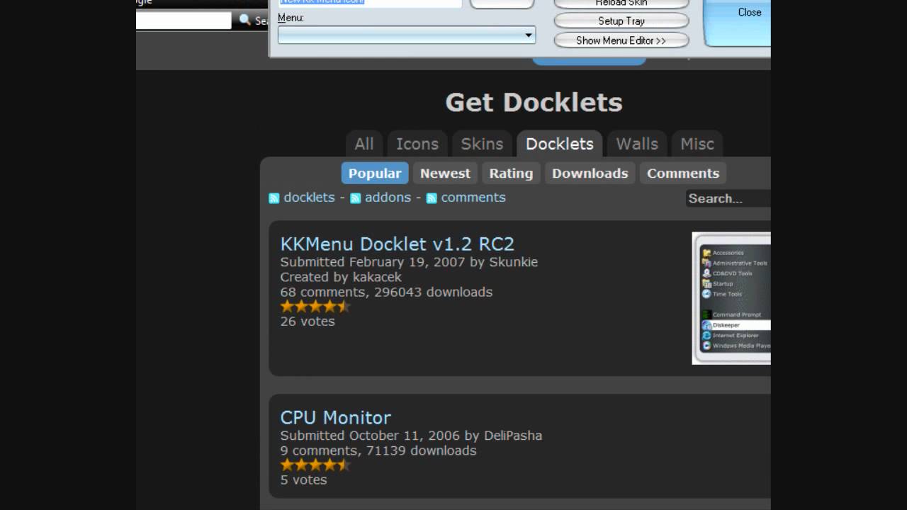 Updated Version of Rocketdock Stack Dock And KK menu - YouTube