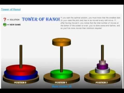Tower of Hanoi 8 Disks Solved - YouTube