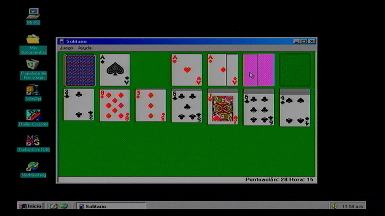 Jugando solitario spider en windows 98, en hardware real y por fin lo ...