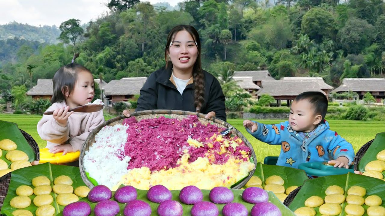 Secret Recipe: How to Make handmade Colored Sticky Rice. Cooking with ...
