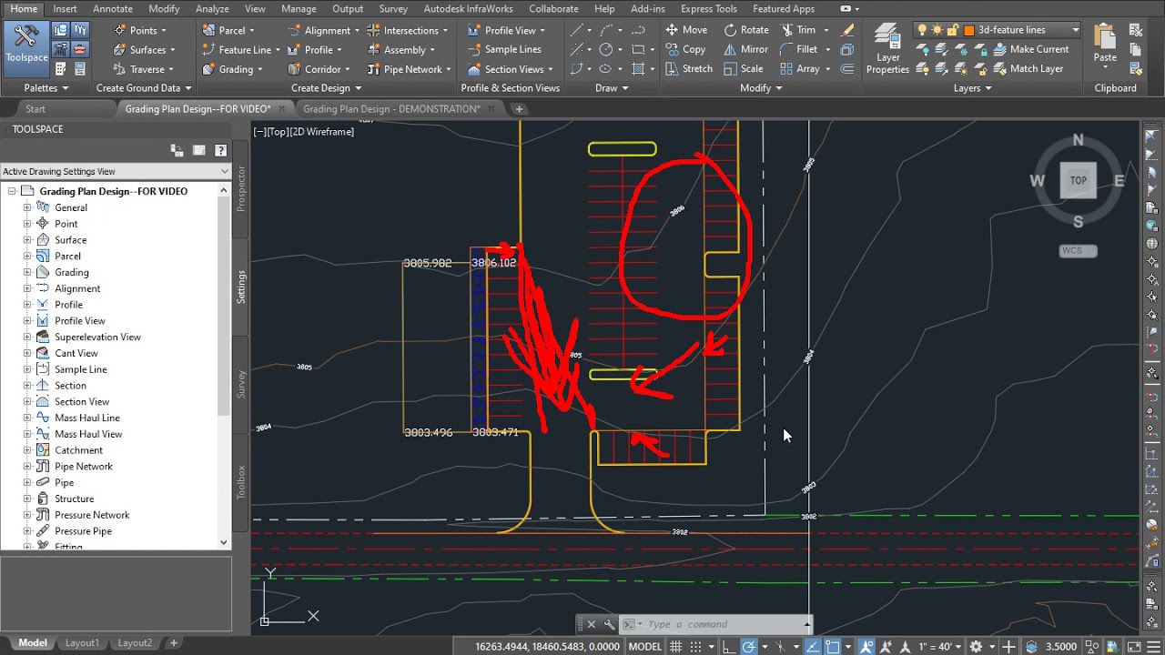 Grading Plan Design 18 (Feature Lines) - YouTube