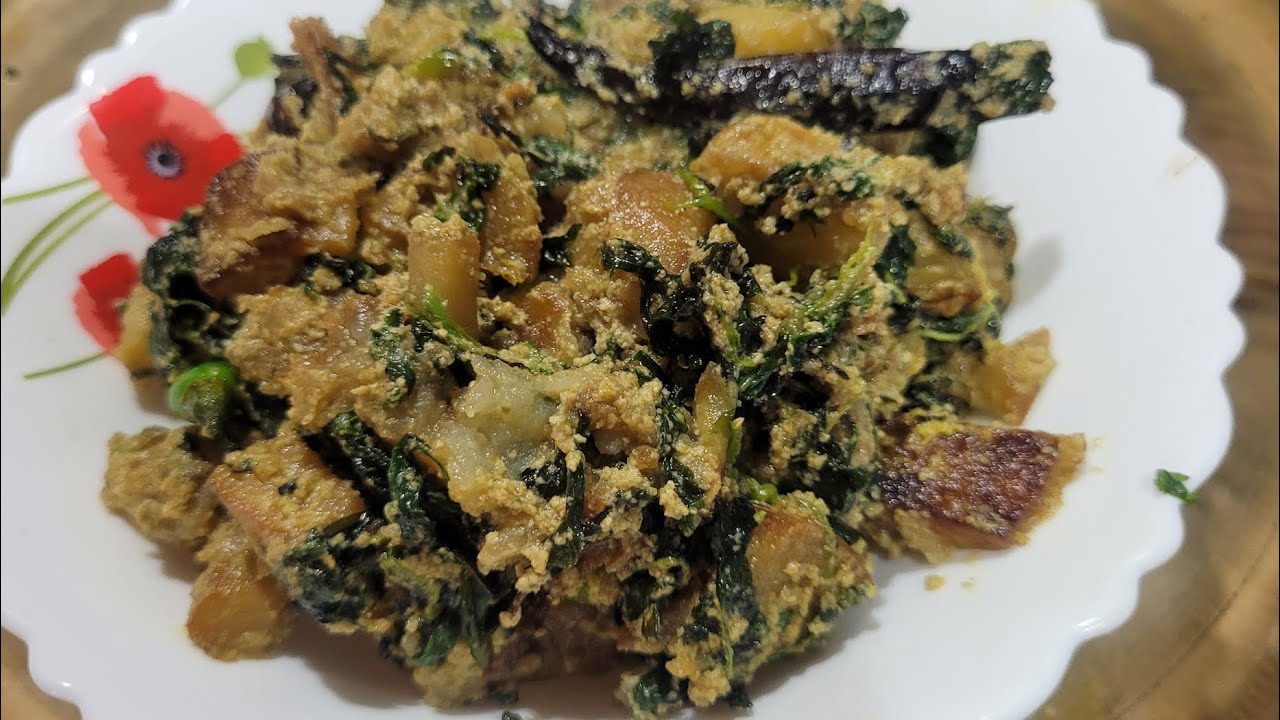 নিরামিষ পোস্ত দিয়ে পুংকো শাকের রেসিপি। Niramish Posto Diye Punka Shak ...