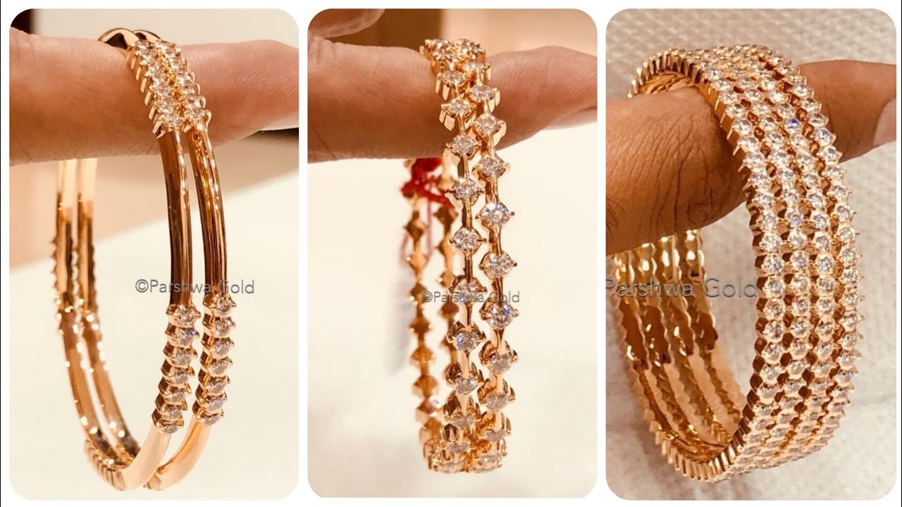 Unique And Most Beautiful Light Weight Gold Bangles With Rose Gold And ...