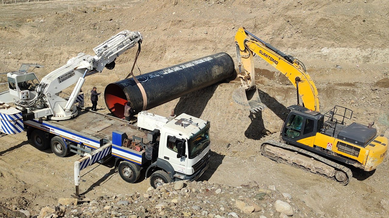 12 meter pipe operator and crane - YouTube