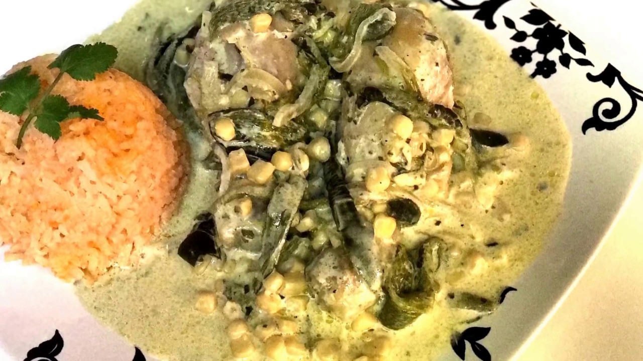 Pollo en crema con rajas poblanas . - YouTube