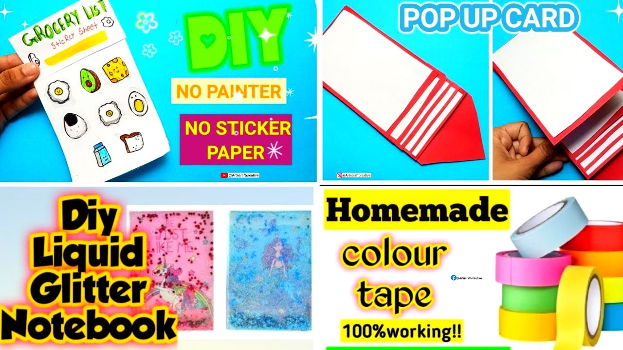 Homemade Craft Materials/DlY Stickers/DIY liquid glitter diary/DIY ...