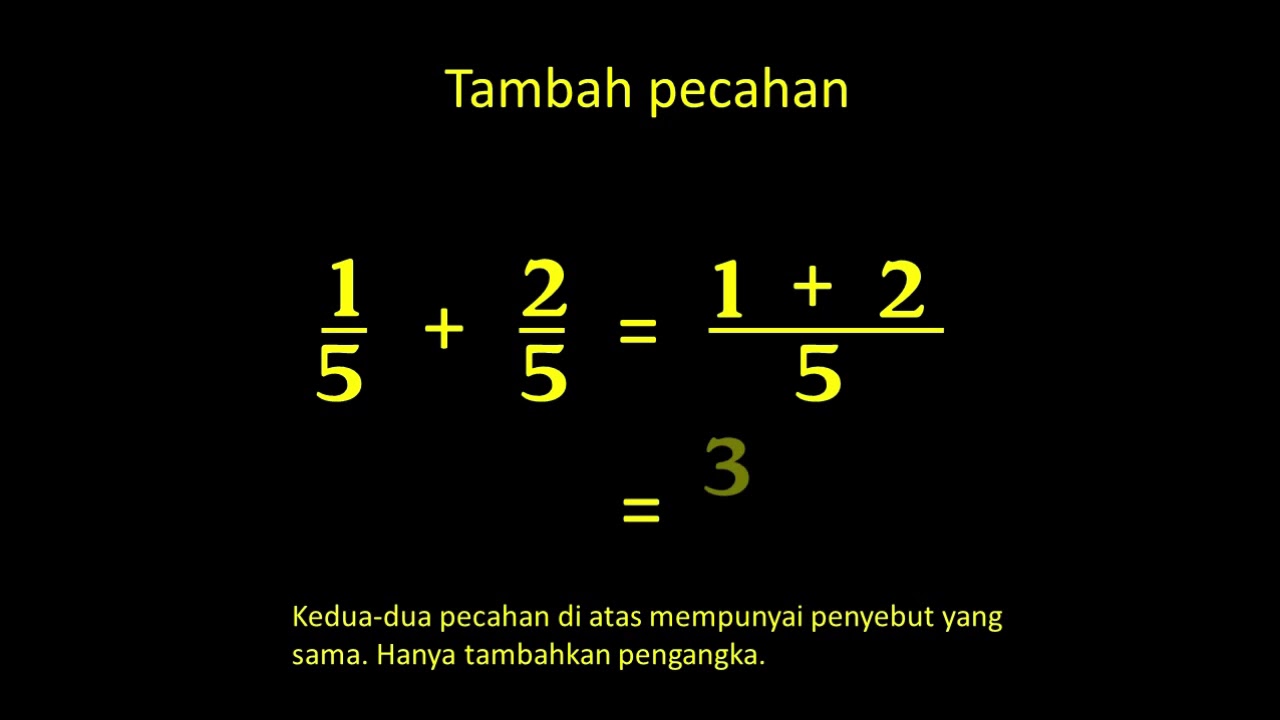 tambah pecahan sama penyebut part1 - YouTube