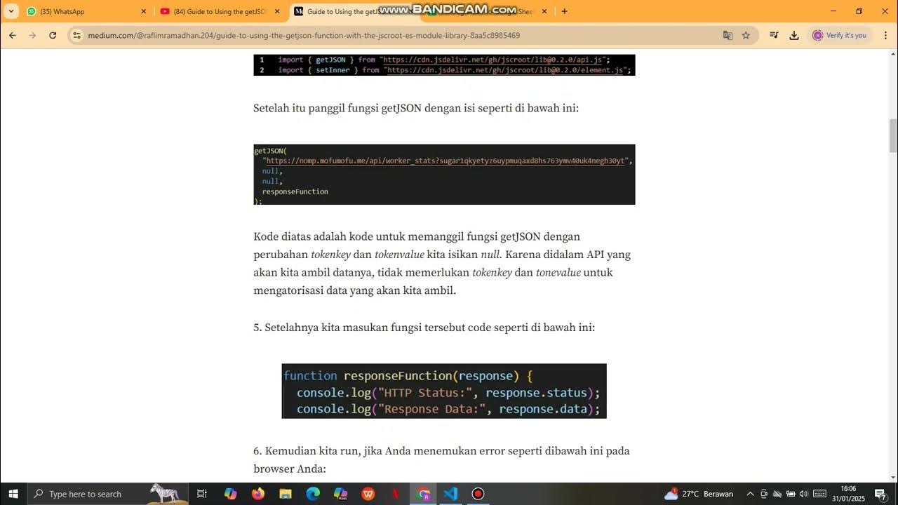 Cara Mengaplikasikan Function getJSON dengan Library dari ES Module JSCroot - YouTube