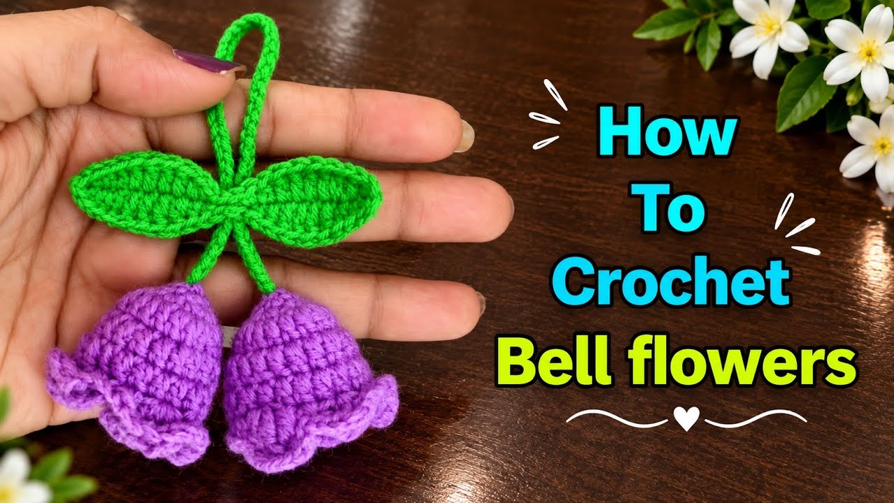 Crochet bell flowers hanging, for keychain, car mirror hanging - YouTube