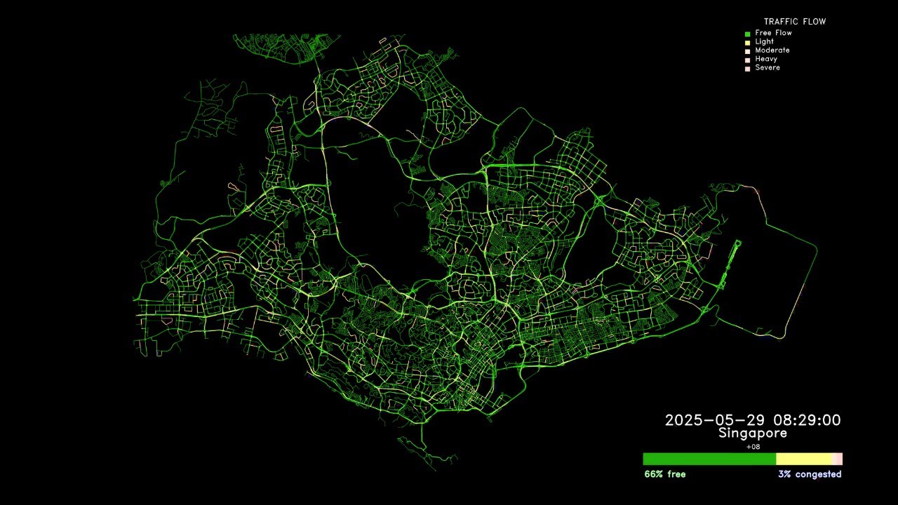 Traffic Flow Visualization of Singapore Over 24 Hours - YouTube