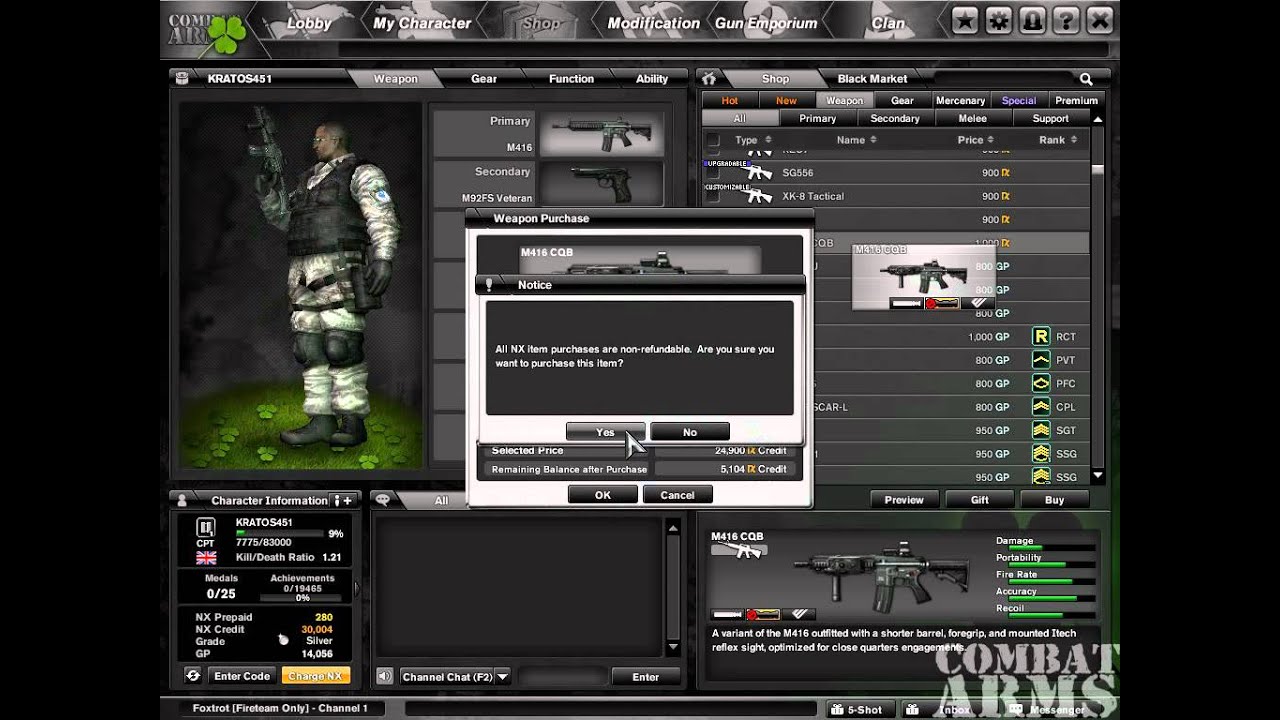 Combat arms buying M416 CQB perm. - YouTube