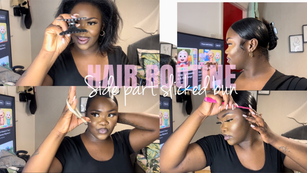 WASH DAY FT SIDE PART SWOOP SLICKED BUN | SHEREKA ALSINA - YouTube