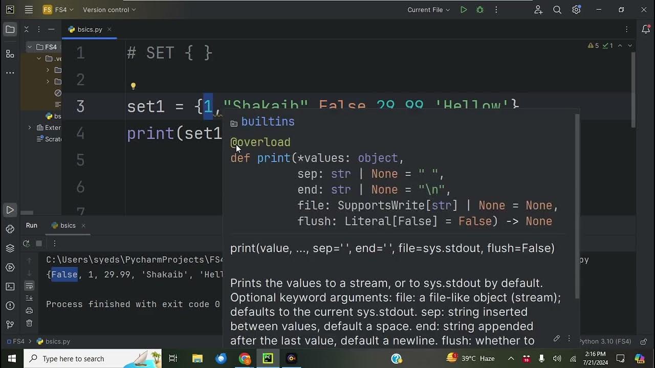 Python Programming - Python Set and Python Functions - YouTube