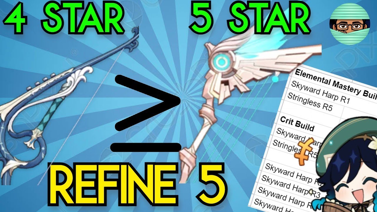 $1000 Refine 5 Skyward Harp is WORSE than a 4 star? Testing R1 - R5 ...