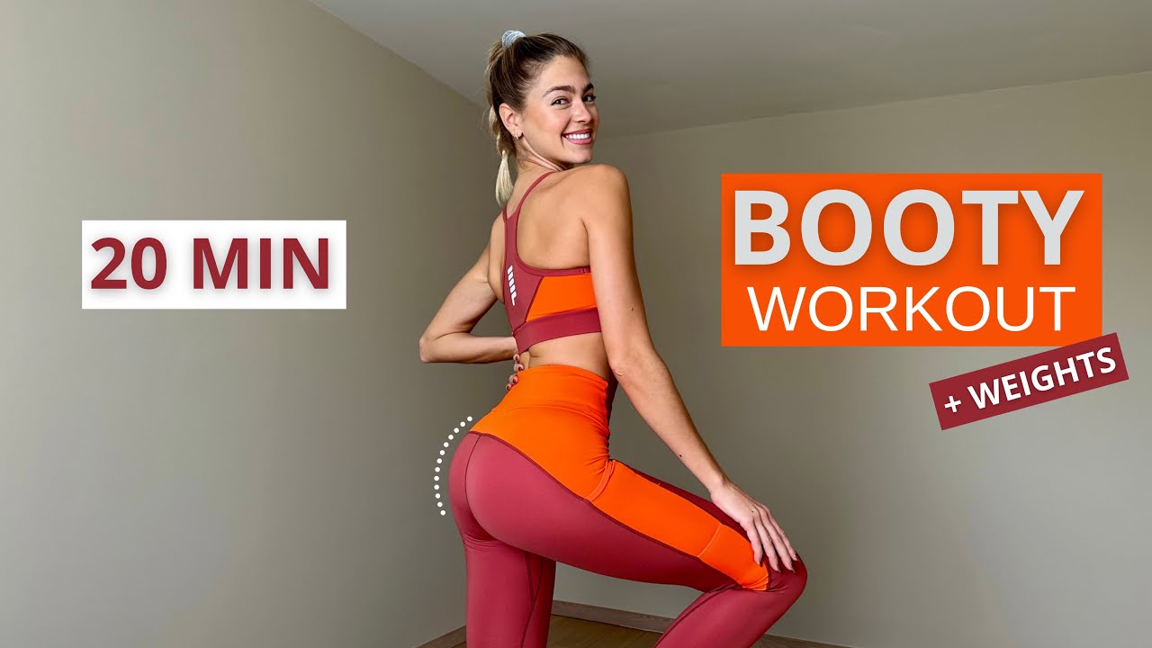 20 MIN. BOOTY WORKOUT + WEIGHTS - build your butt & pump - YouTube