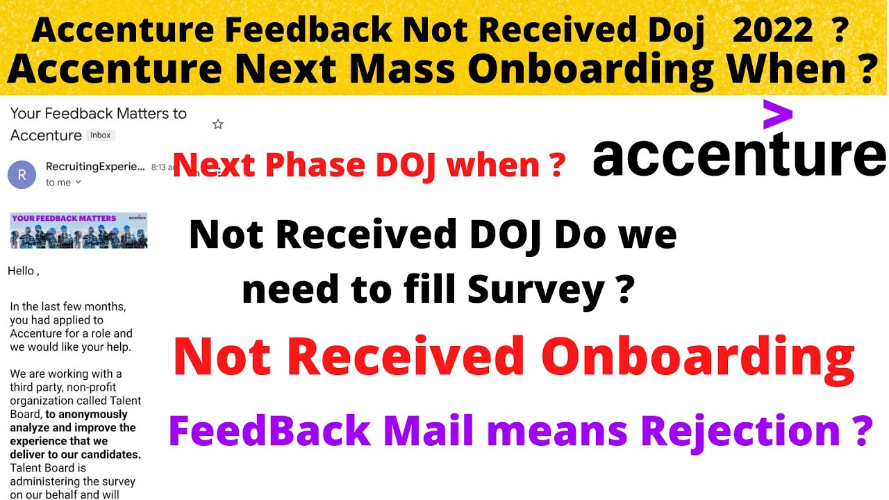 Accenture Feedback Survey Mail 2022 | Not received DOJ | Accenture Next ...