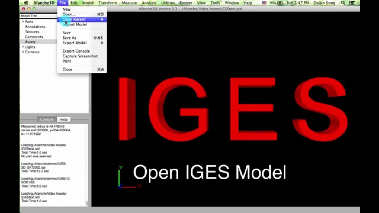 Viewing IGES files with Afanche3D on Mac - YouTube
