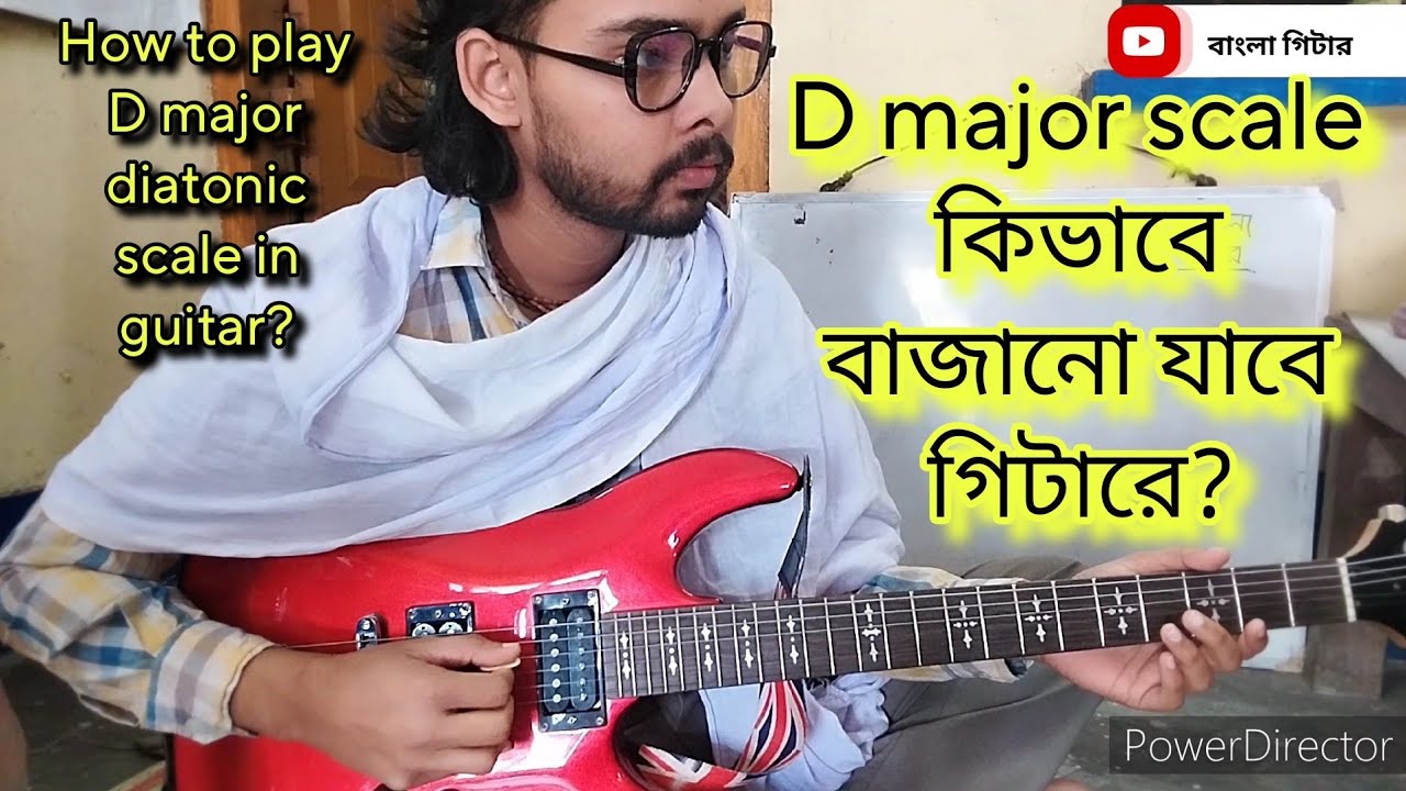 How to play D major scale in guitar? D major diatonic scale positions ...