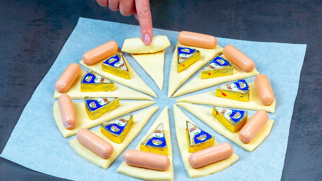 Appetizer in 5 minutes! Just puff pastry and sausages - YouTube