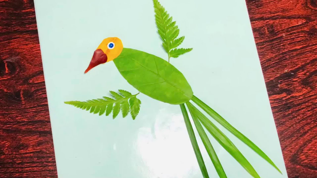 Simple bird art form leaves - YouTube