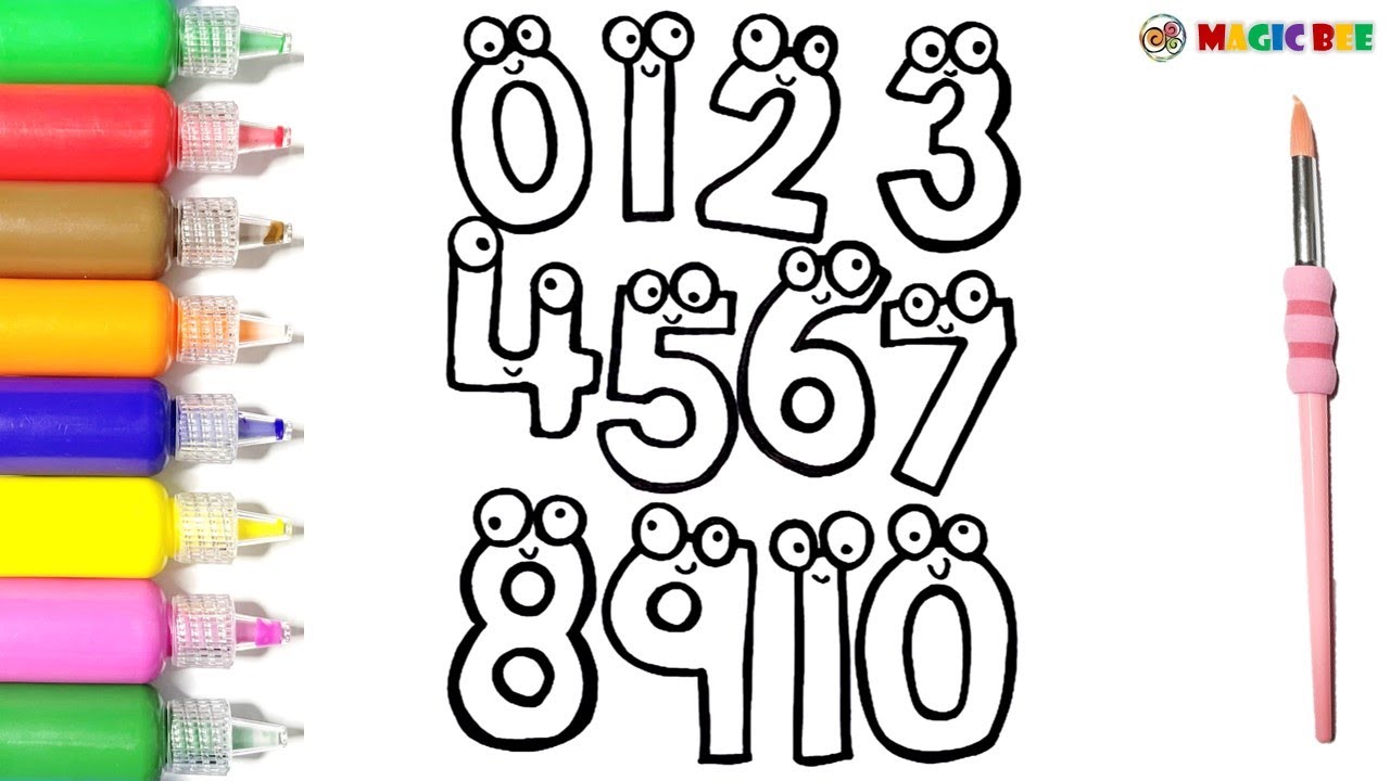One Two Three Numbers Drawing | Number Drawing | Coloring For Kids And ...