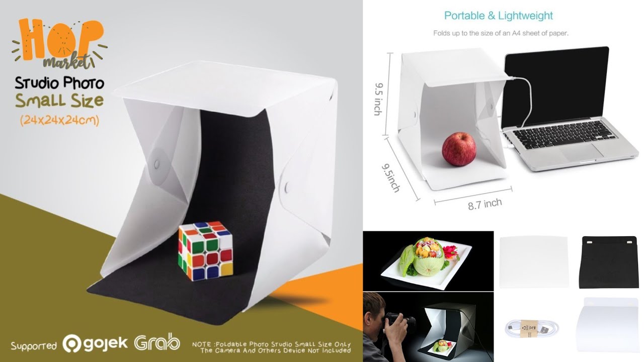 Mini Photo Studio Box Folding Kotak Tempat Foto Portable with LED - YouTube