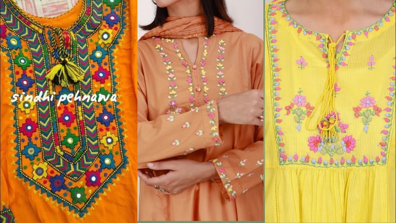 Vrial hand embroidery dress designs /latest hand made dress - YouTube