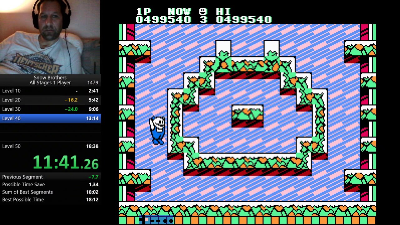 Snow Brothers NES - All Stages 1 Player - 18:18 PB run - YouTube