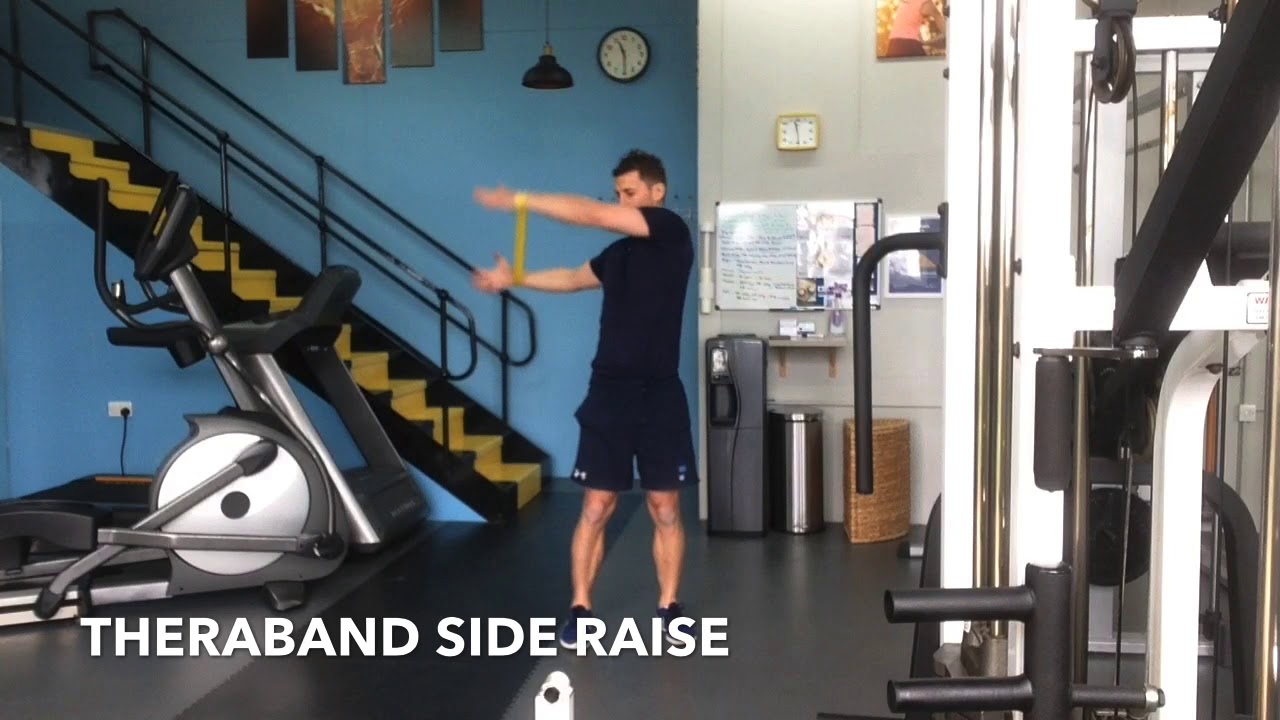 THERABAND SIDE RAISE - YouTube