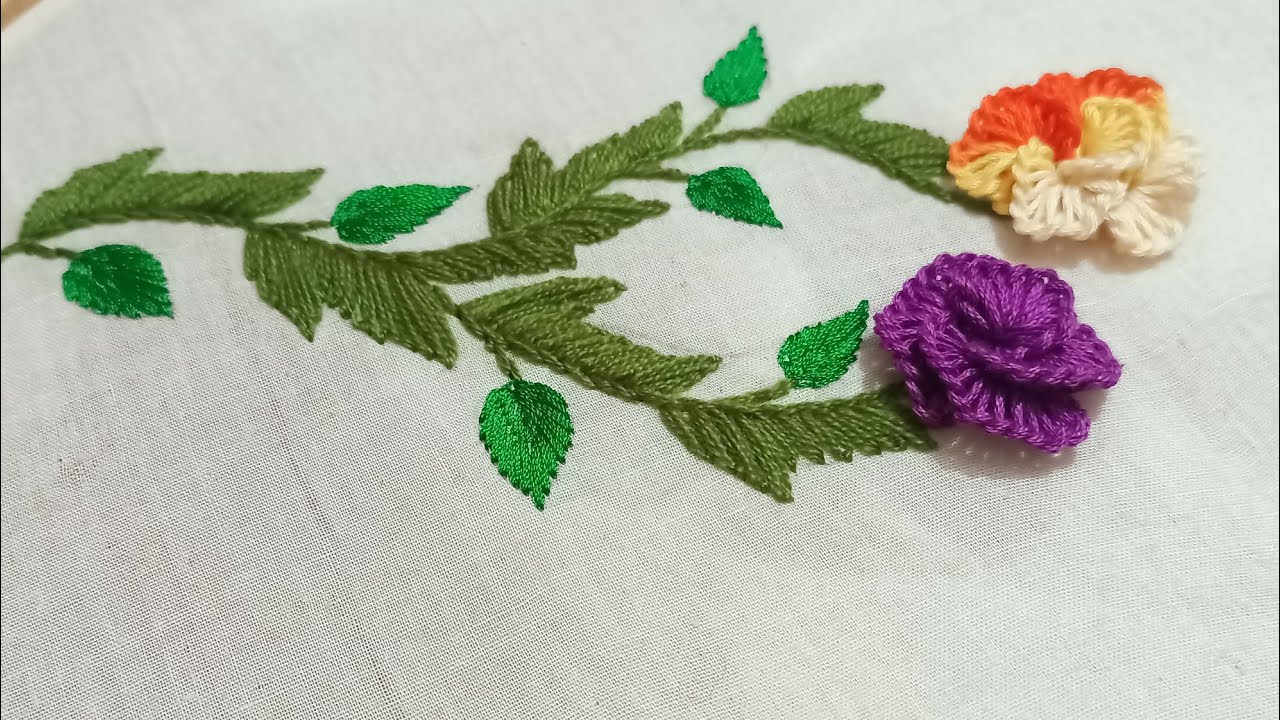 Easy flower stitching tutorial|| Hand embroidery tutorial for beginners||Simple stitching ...